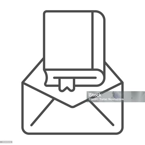 책 얇은 라인 아이콘 어린이 책 일 개념 흰색 배경에 봉투 벡터 기호 모바일 개념 및 웹 디자인을위한 책 개요 스타일이있는 소포 벡터 그래픽 0명에 대한 스톡 벡터 아트 및