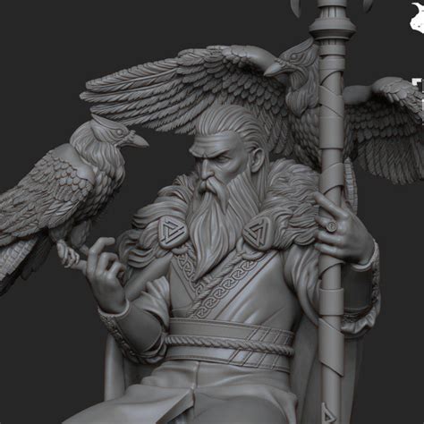 Norse Gods Odin Thought Memory By Surt Studios Statue Idol Figure Heathen Pagan Fornsed