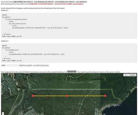 Postgis Find Closest Non Interpolated Point On A Linestring Geographic Information Systems