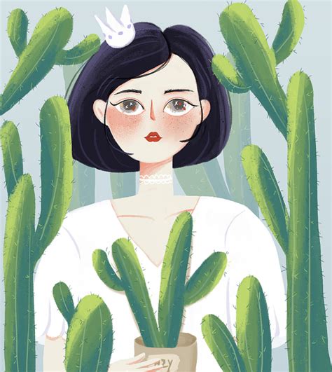 森系插画女孩扁平插画女孩yuanyuan1989 站酷zcool