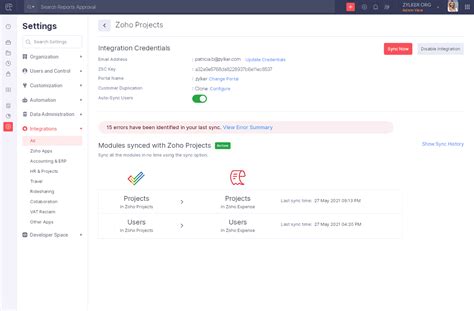Zoho Projects Integration Zoho Expense