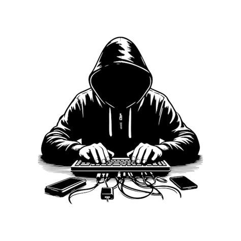 Hacker Vector Computer Hacker With Laptop Icon Silhouette Illustration Premium Ai Generated Vector