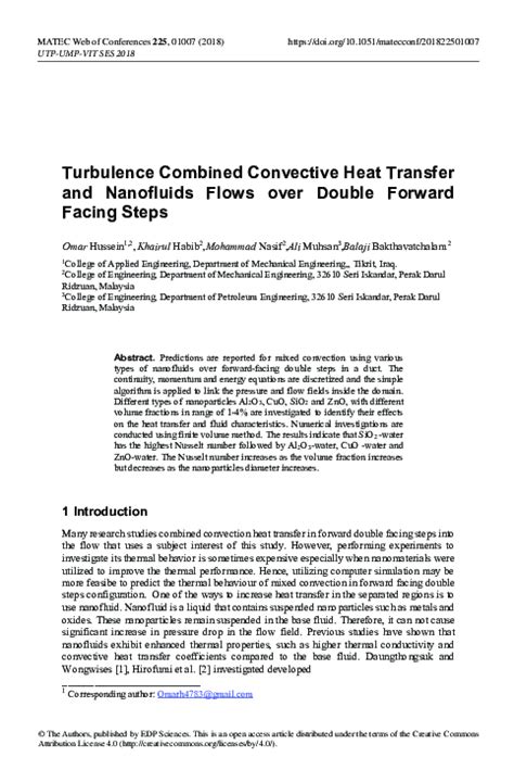 Pdf Turbulence Combined Convective Heat Transfer And Nanofluids Flows