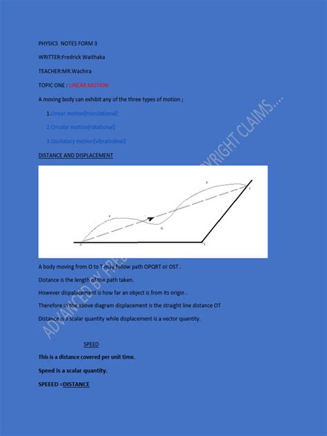Physics Form 3m Pdf Velocity Acceleration