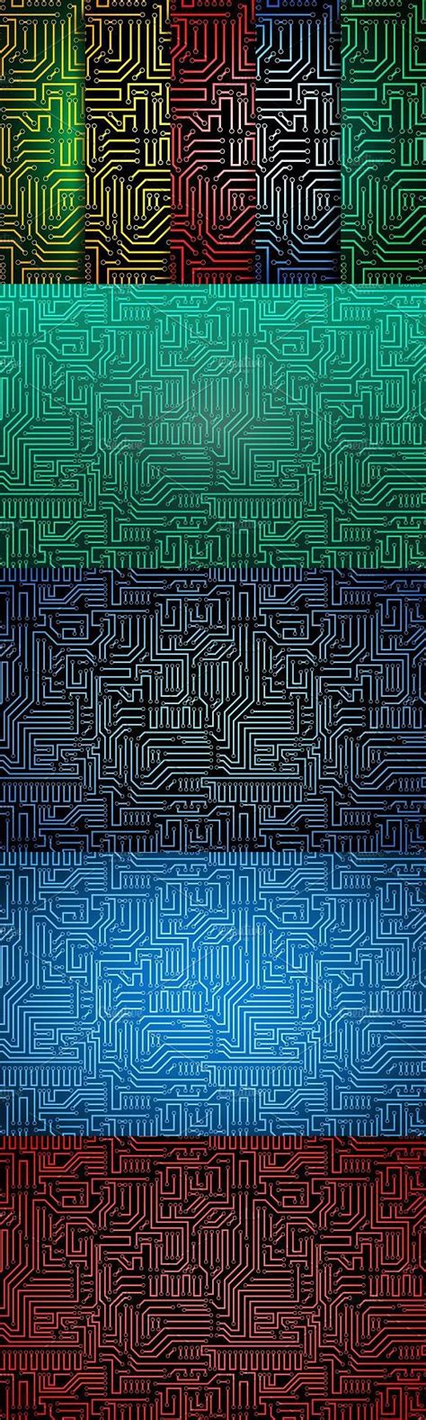 Circuit Board Seamless Patterns Set Pattern Seamless Patterns Futuristic Background