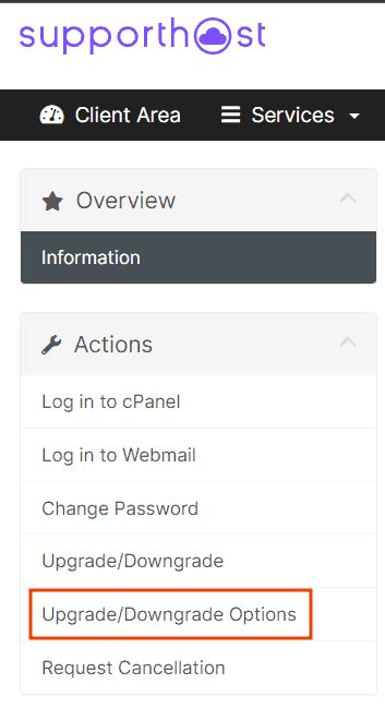 How To Upgrade Or Downgrade SupportHost