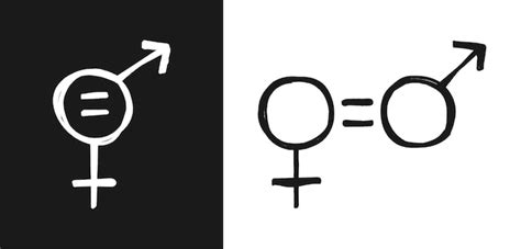 Premium Vector Gender Equality In Hand Drawn Black And White Logo