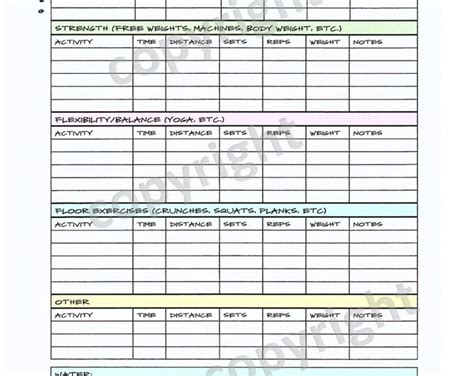 Workout Log Exercise Log Exercise Tracker Fitness Etsy