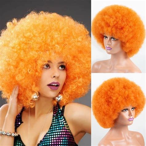 Hosytis Afro Wig 70s Afro Wig For Women Afro Kinky Curly Wig With Bangs