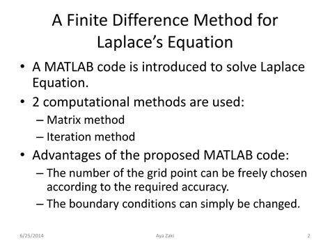 Fdm Numerical Solution Of Laplace Equation Using Matlab Ppt