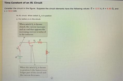 Solved Time Constant Of An RL Circuit Consider The Circult Chegg