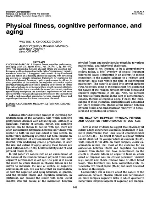 Physical Fitness Cognitive Performance And Aging Pdf