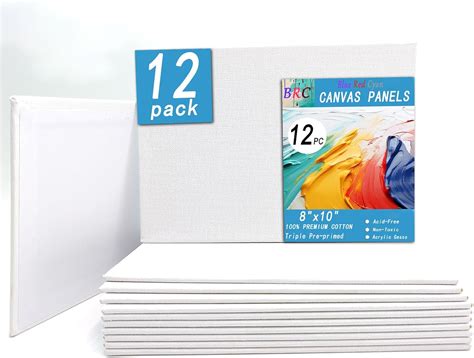 Blue Red Cyan Canvas Boards 8x10 Inch 12 Pack Gesso Primed White