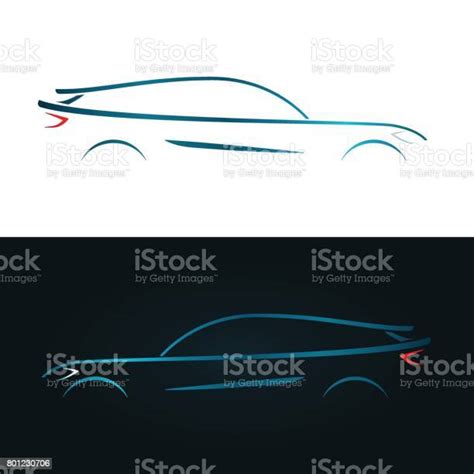 컨셉 디자인 블루 자동차 실루엣입니다 벡터 일러스트입니다 차에 대한 스톡 벡터 아트 및 기타 이미지 차 Brand Name Domestic Car 개념 Istock