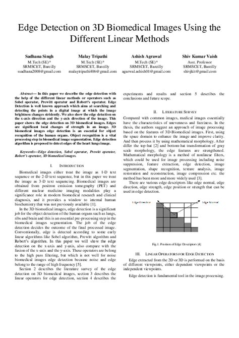 edge detection on 3d biomedical images using the different linear methods
