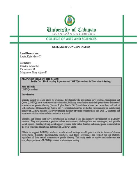 Presentation Concept Paper Pdf Bullying Lgbt
