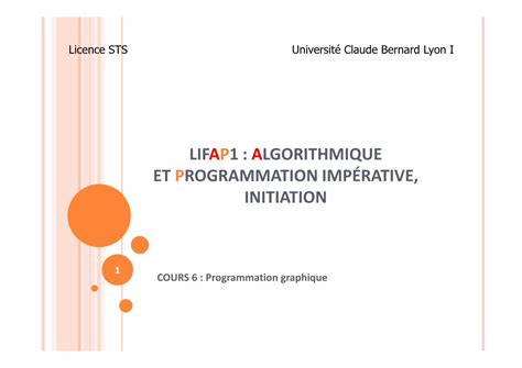 pdf lifap1 algorithmique et programmation impÉrative initiation