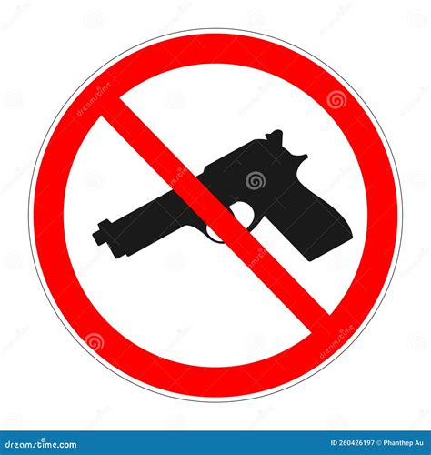 Handgun Prohibition Sign Pistol Gun With Ban Sign Vector Stock Vector
