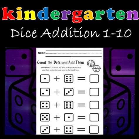 Dice Addition 1 10 No Prep Worksheet Activity Kindergarten Worksheets Teaching Resources