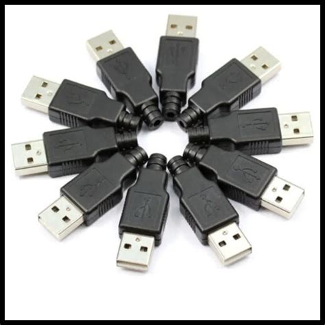 10pcs Diy Usb Connector Usb Male Plug Socket Adapter Connector With