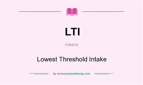 Lti Lowest Threshold Intake In Undefined By