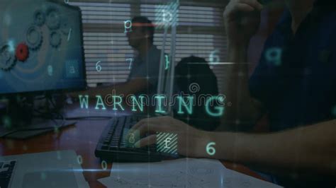 Animation Of Cyber Attack Warning Over Scientists Using Computer Stock Footage Video Of People