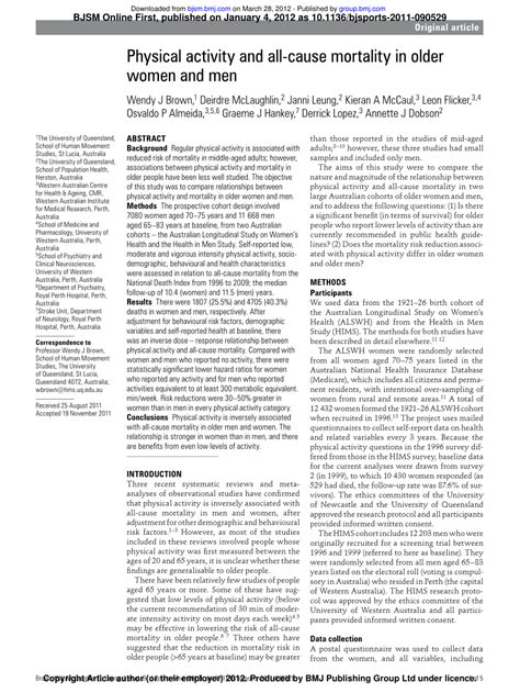Pdf Physical Activity And All Cause Mortality In Older Women And Men