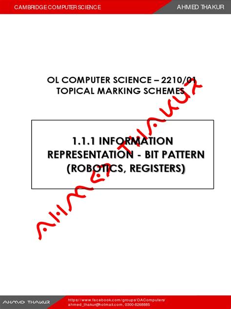 Marking Scheme Data Representation Bit Pattern Pdf Electronics