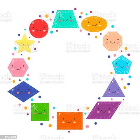 아이 들을 위한 귀여운 기하학적 인물을 설정 합니다 흰색 바탕에 고립 된 모양입니다 학교 유치원 및 유치원 연령의 교육에 대 한 학습 어린이를 위한 컬렉션입니다 개체 그룹에