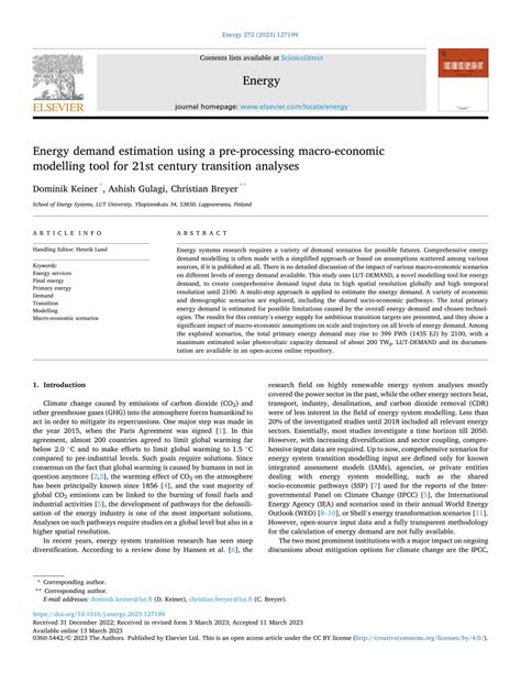 Pdf Energy Demand Estimation Using A Pre Processing Macro Economic