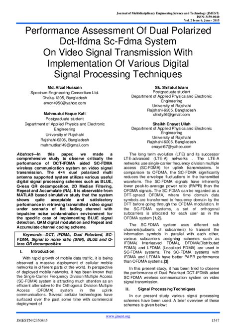 Performance Assessment Of Dual Polarized Dct Ifdma Sc Fdma System On