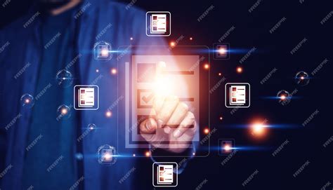 Premium Photo Documents Management Information System Concept Businessman Using Visual Screen