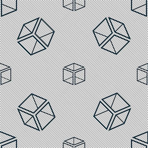 Vector Seamless Pattern Of Geometric Textured 3d Cube Icon Vector Sign Illustration Cutout