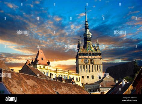 Medieval Clock Tower And Gate Of Sighisoara Saxon Fortified Medieval