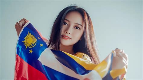 Malaysia Flag Holding Cute Women Premium Ai Generated Image
