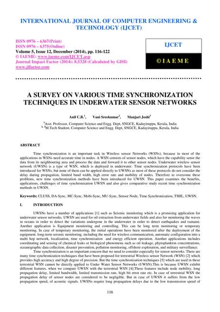 Time Synchronization In Wireless Sensor Networks A Survey Pdf
