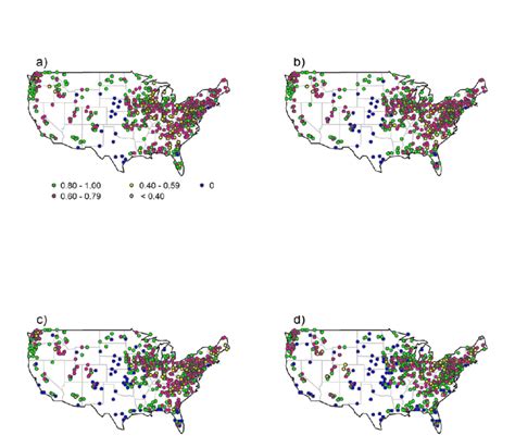 Clustering Coefficients For Four Correlation Thresholds A 0 70 B Download Scientific