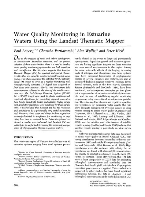 Pdf Water Quality Monitoring In Estuarine Waters Using The Landsat Thematic Mapper