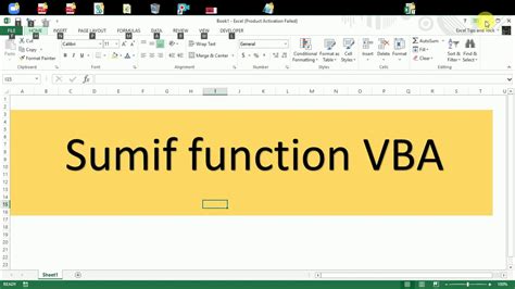 Excel Vba Sumif Function Using Different Method Youtube