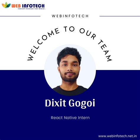 Web Infotech On Linkedin Welcomedixit Webinfotech Reactnativeintern Developer