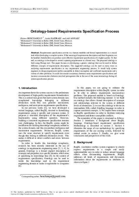 Pdf Ontology Based Requirements Specification Process