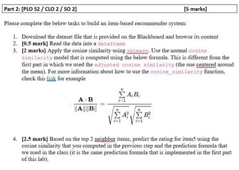 Solved Art 1 And 2 We Used The Cosine Similarity Function