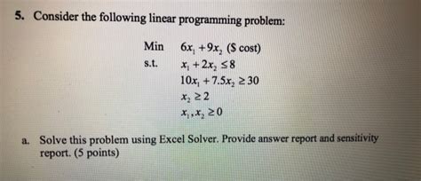 solved 5 consider the following linear programming problem
