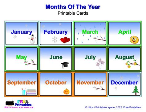 Months Cards Free Printables