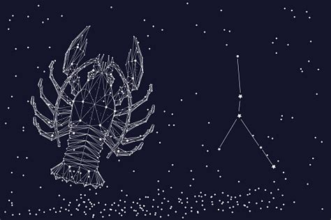 조디악 은 암에 서명합니다 점성술 별자리의 상징 수평 배너 엽서 브로셔 페이지 소책자 용 템플릿 갑각류에 대한 스톡 벡터 아트