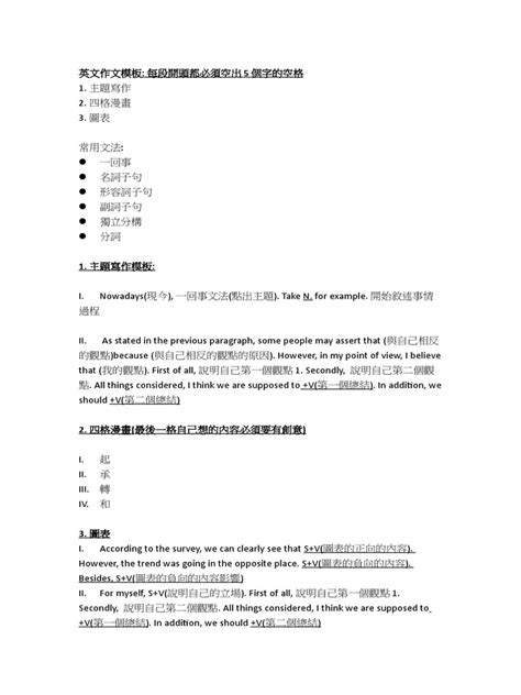 英文作文模板 Pdf