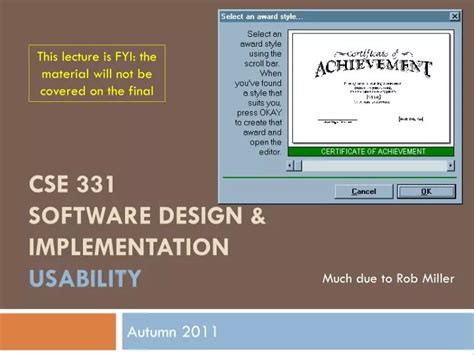 ppt cse 331 software design and implementation usability powerpoint