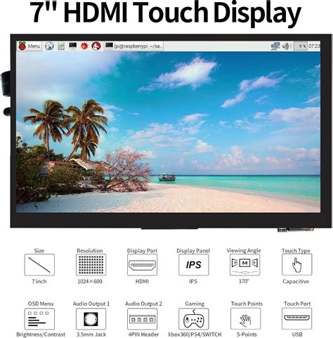 Buy Ingcool Inch Raspberry Pi Screen Display X HDMI LCD IPS Touchscreen Monitor For