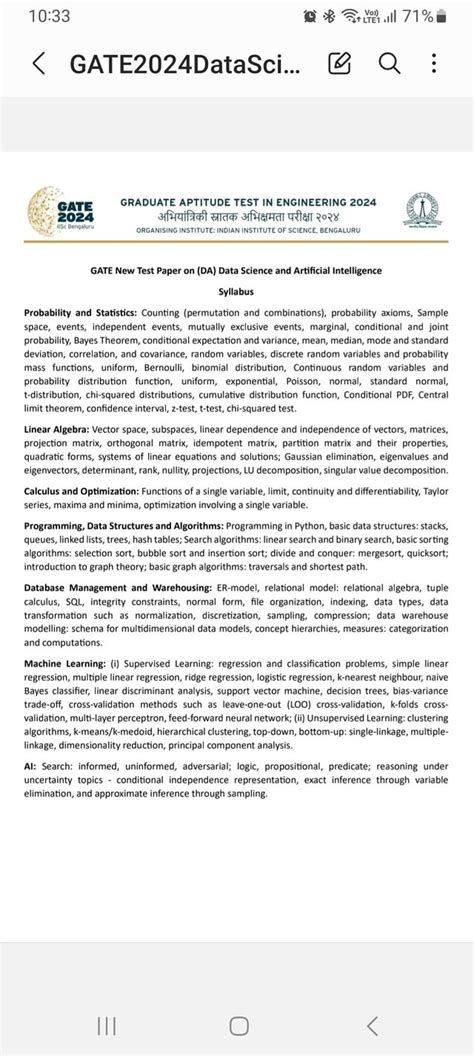 Gate Ds And Ai Syllabus Rgatetard