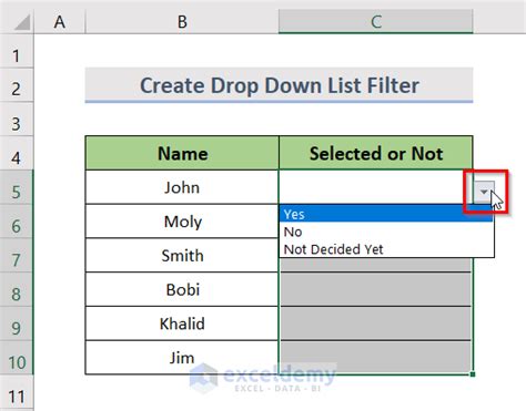 excel drop down list filter design talk